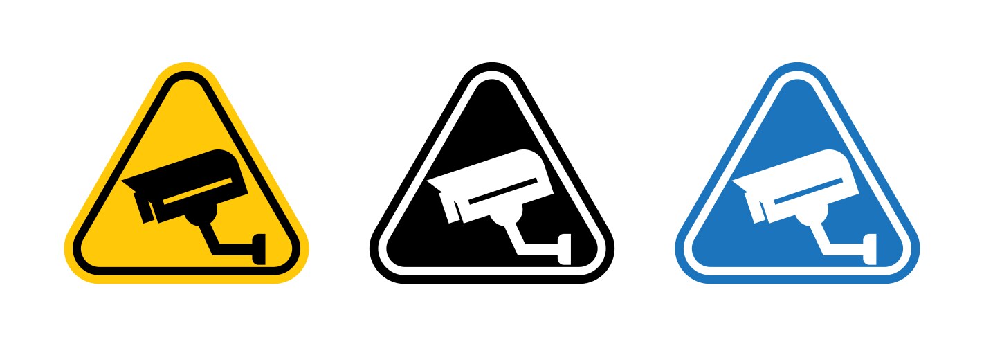 Video surveillance sign icon set monitored area Vector Image