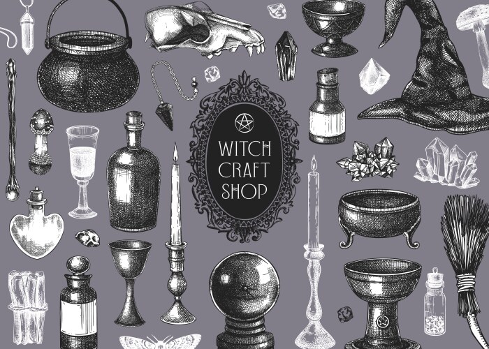 Amethyst crystal sketch witchcraft vintage Vector Image