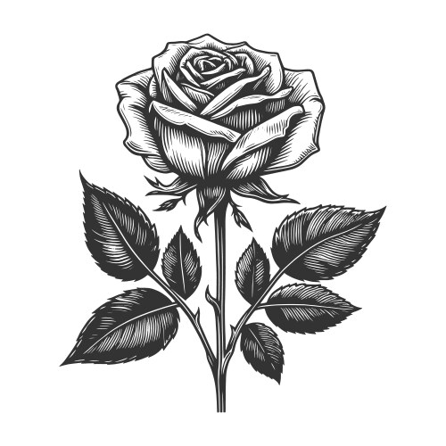 Rose engraving sketch Royalty Free Vector Image