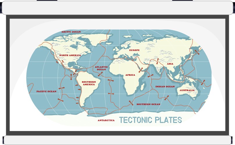 Tectonic plates and landforms Royalty Free Vector Image
