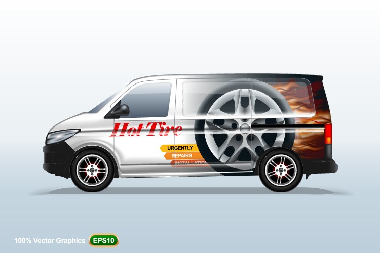 Business van delivery template with advertise Vector Image