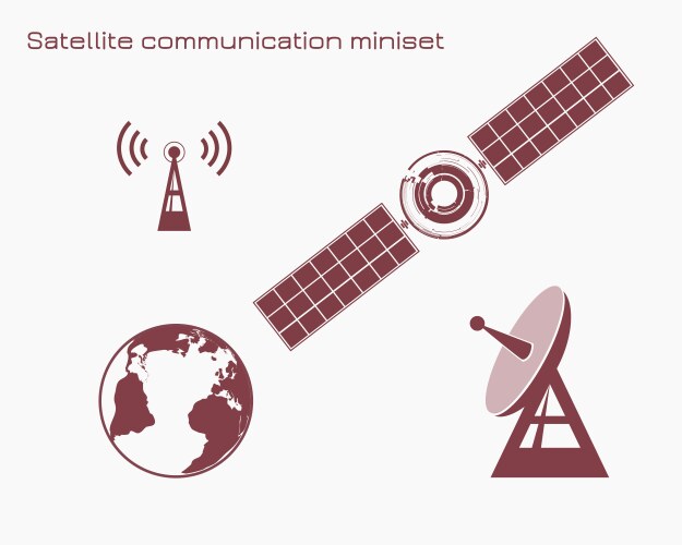 Communications satellite signal transmission Vector Image