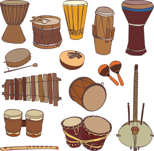 Ethnic traditional musical instruments Royalty Free Vector