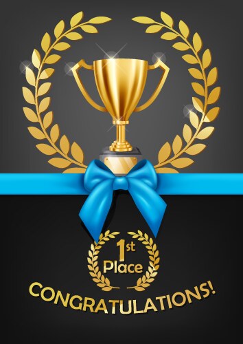 Volleyball championship with golden trophy Vector Image