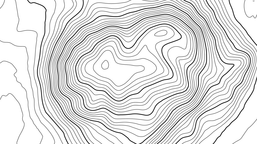 Topographical terrain map with line contours Vector Image