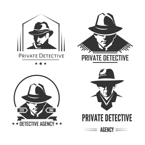 Private detective logo man in hat Royalty Free Vector Image