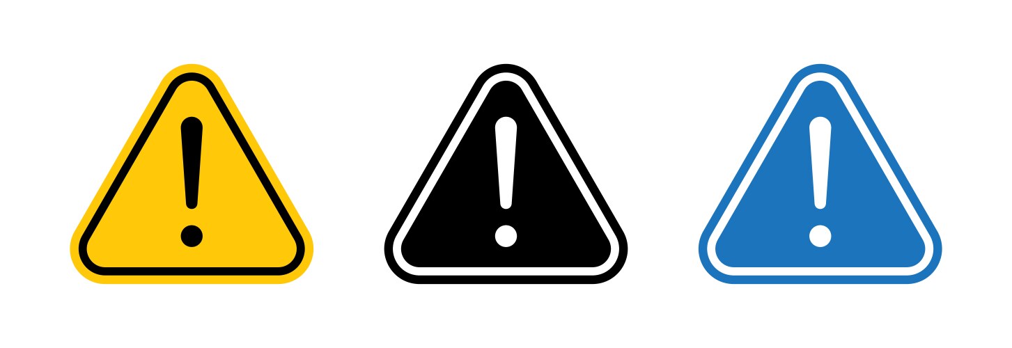 Warning attention sign icon set general alert for Vector Image