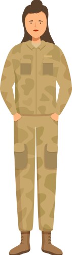 Young female soldier standing at attention Vector Image