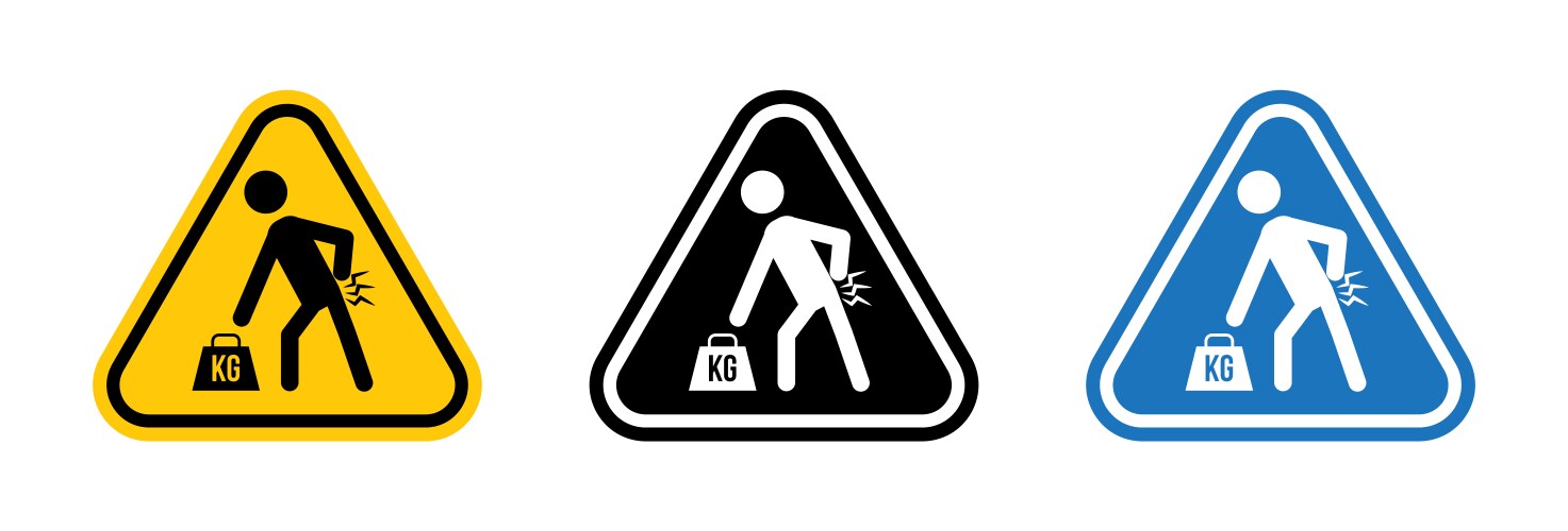 Warning heavy object sign icon set caution Vector Image