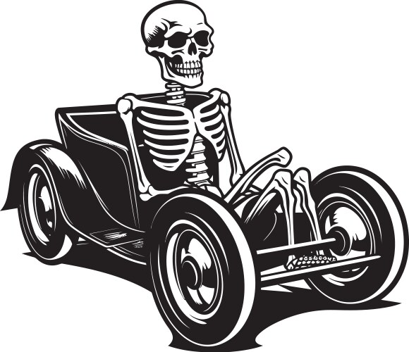 Spine chiller cruiser skeleton driving car Vector Image