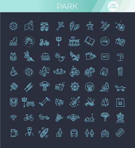 City park icons set open plot land Royalty Free Vector Image