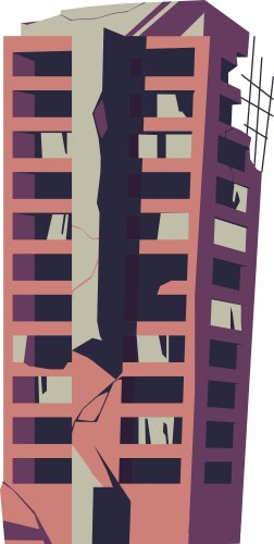 Destroyed building damaged structure cartoon Vector Image