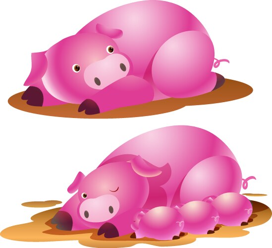 Cartoon adorable baby pig Royalty Free Vector Image