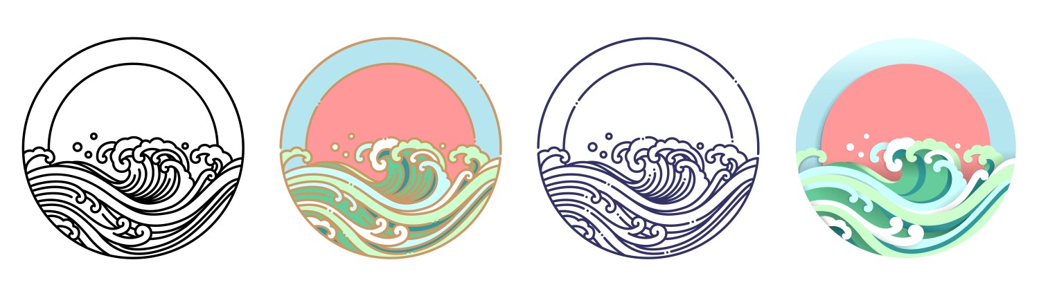 Decorative water wave clip art ornates Royalty Free Vector