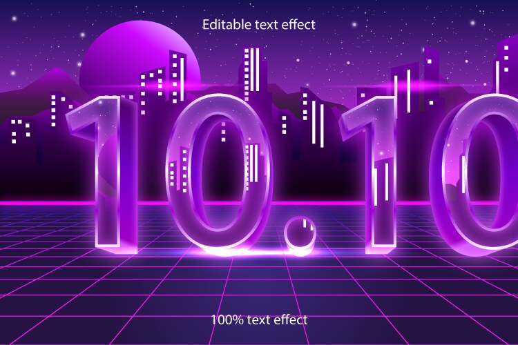 1010 editable text effect retro style Royalty Free Vector