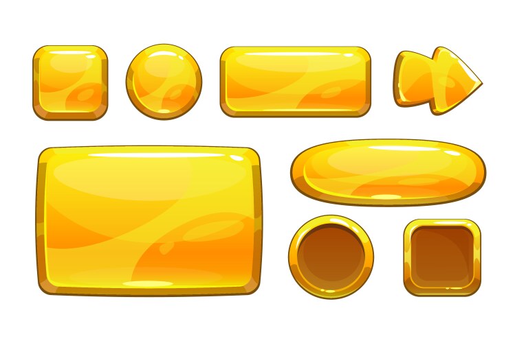 Cartoon stone game ui assets set isolated Vector Image