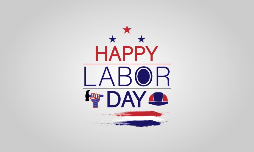 Happy labor day text design with usa flag Vector Image