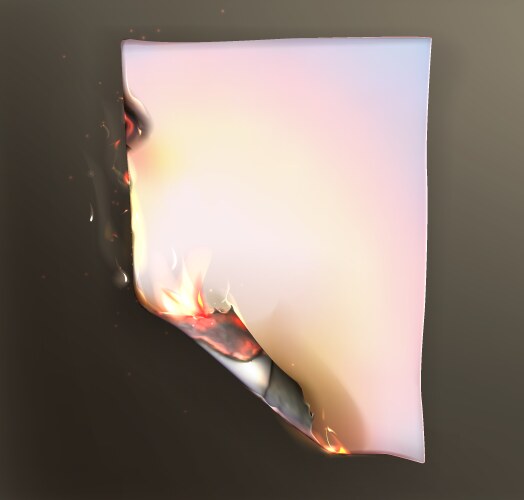 Burning piece of crumpled paper with copy space Vector Image