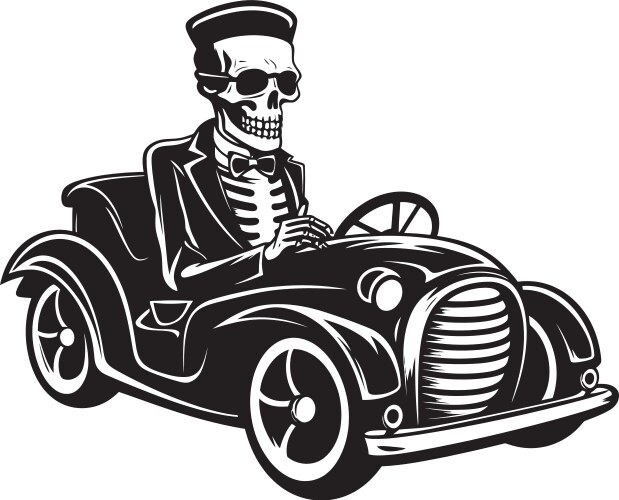 Skele sprint car with skeleton graphic bone Vector Image