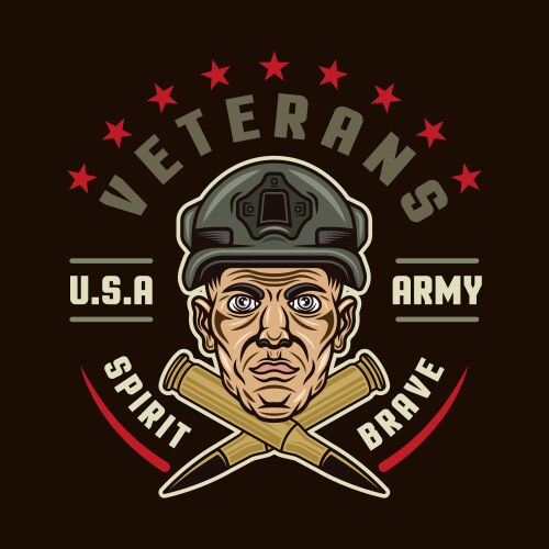 American veterans emblem with soldier head Vector Image