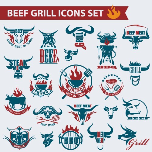 Premium quality fresh meat logo templates set Vector Image
