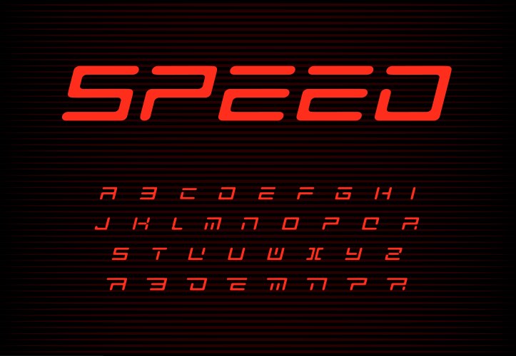 Speed letters set red race font italic bold Vector Image