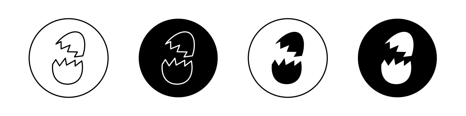 Broken egg icon set with crack symbol cracked Vector Image