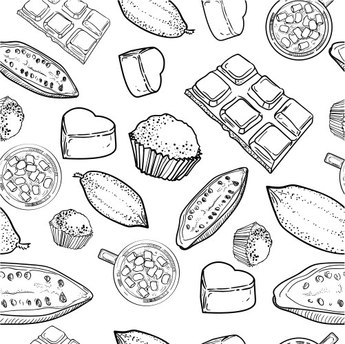 Cocoa tree chocolate beans seamless pattern Vector Image