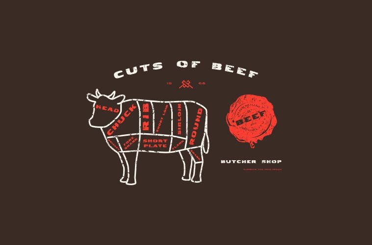 Stock beef cuts diagram Royalty Free Vector Image