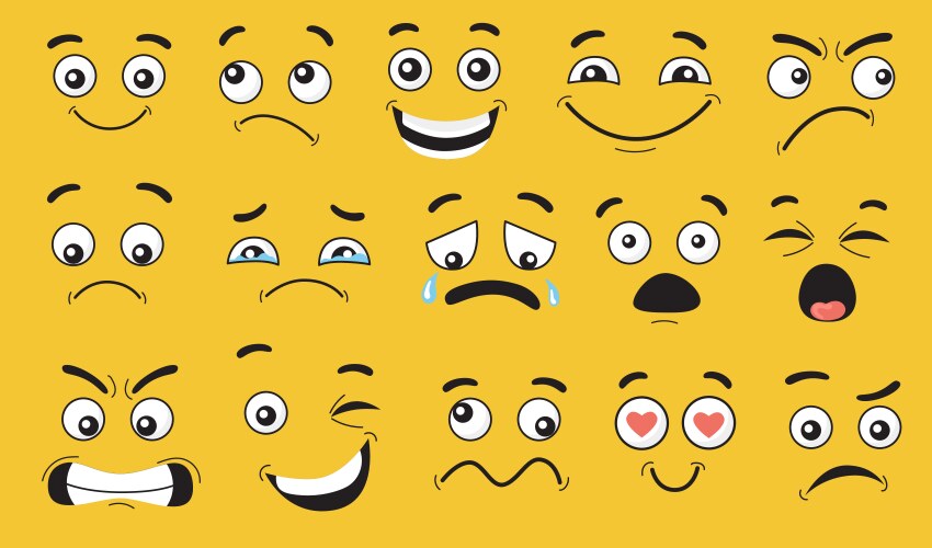 Cartoon emotion set different cute face Royalty Free Vector