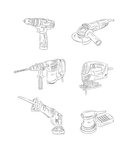 Construction Tools Set - Hand Tools & Power Tools – Royalty-Free Vector ...