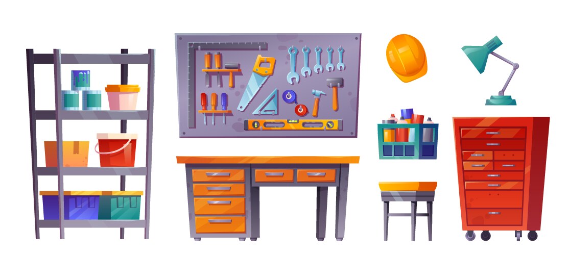 Cartoon mechanic workshop fitting repair Vector Image