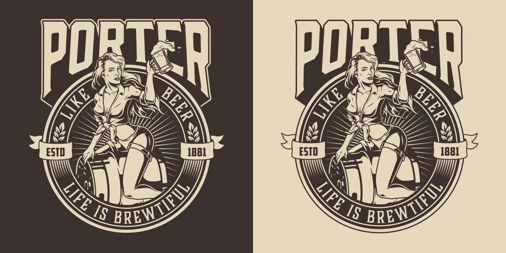 Pin up girl on beer wooden barrel Royalty Free Vector Image