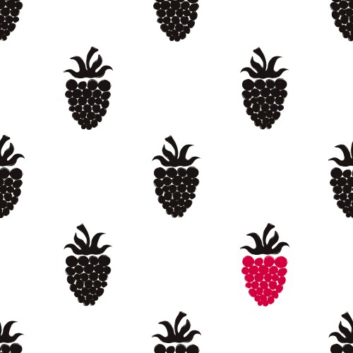 Raspberry seamless pattern drawing Royalty Free Vector Image