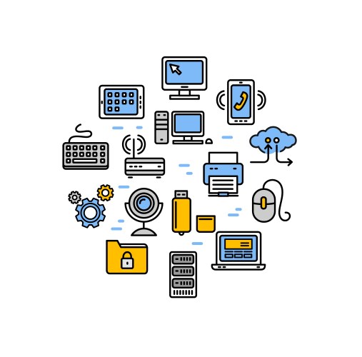 Information technology solid icon set Royalty Free Vector