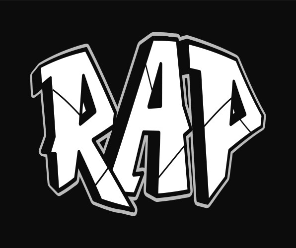 Rap word trippy psychedelic graffiti style letters