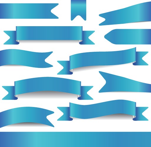 Vintage blue and gold ribbons set banner template Vector Image