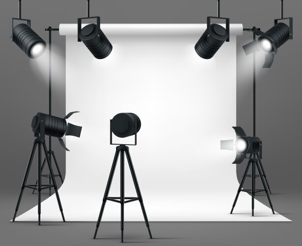 Photography studio photo backdrop and spotlight Vector Image