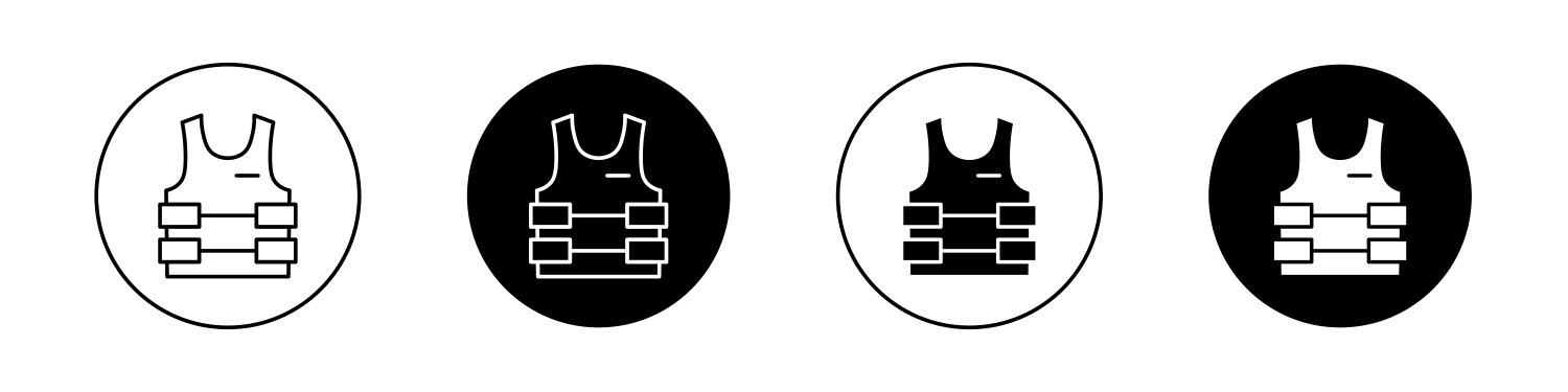 Bulletproof vest icon set military protection Vector Image