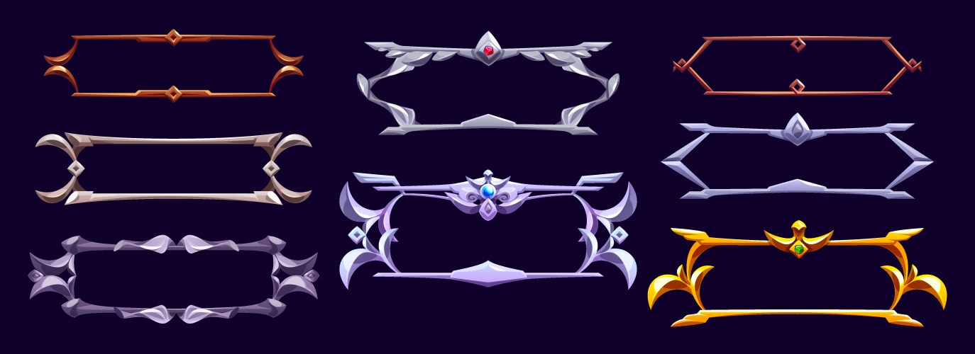 Cartoon set of medieval frames for game ui design Vector Image
