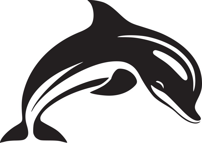 Dolphin - black and white Royalty Free Vector Image