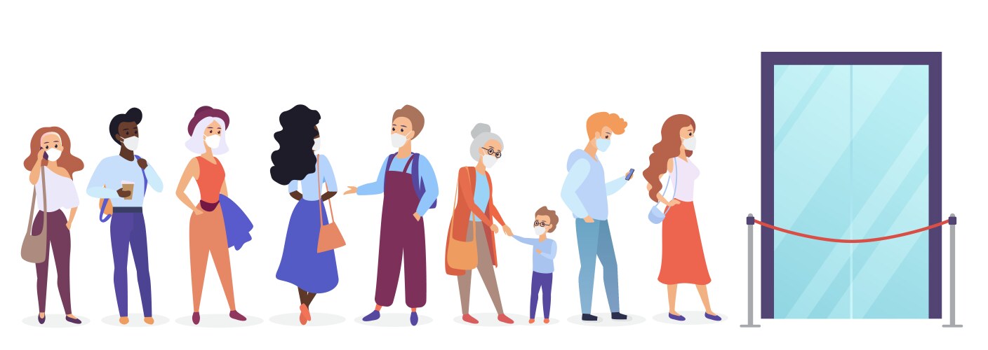 People queue waiting line Royalty Free Vector Image