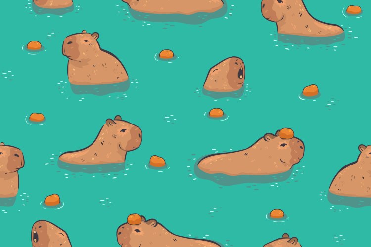 Seamless pattern with capybara Royalty Free Vector Image