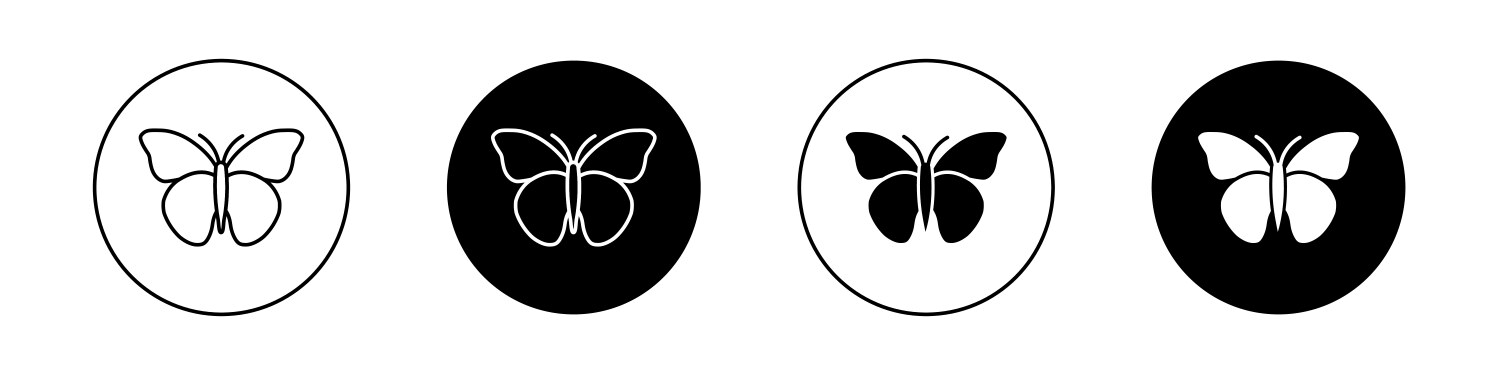 Butterfly icon set simple shape symbol Royalty Free Vector