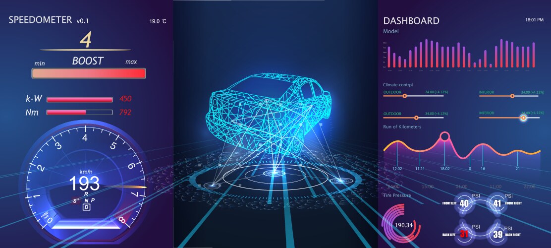 Speed hud kilometer performance indicators Vector Image