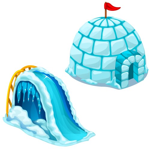 Igloo icy cold home or ice house Royalty Free Vector Image