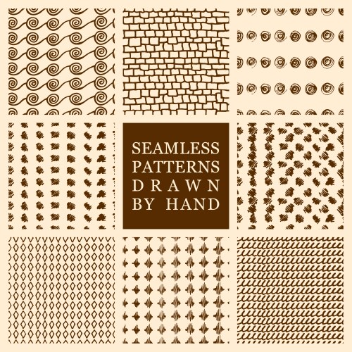 Set of hand drawn seamless patterns Royalty Free Vector