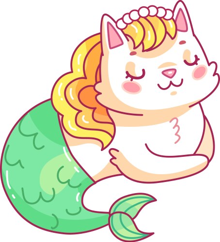 Mermaid kitty cat cartoon characters underwater Vector Image