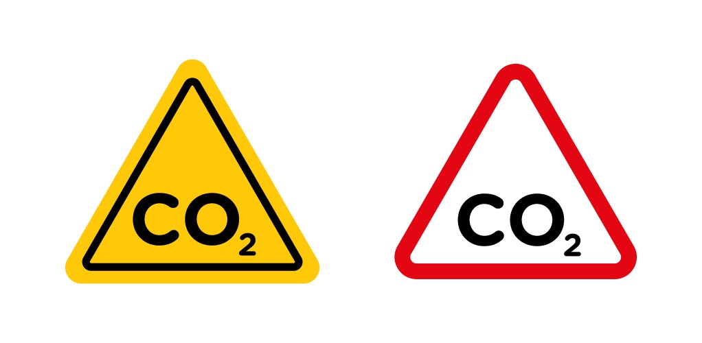 Co2 warning sign icon set alert for carbon Vector Image