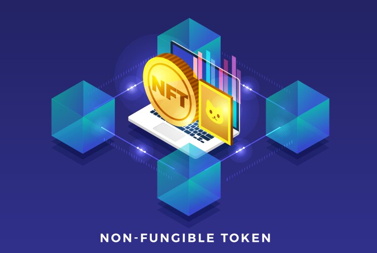 Nft token concept - hand holding non fungible Vector Image